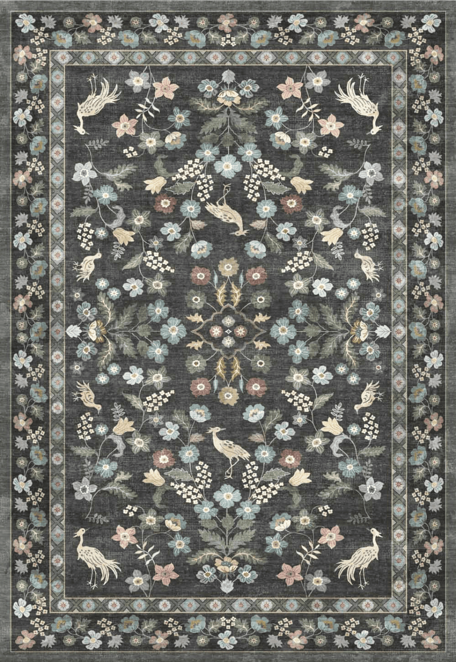 שטיח מלבני בסגנון עתיק בצבעי פסטל עדינים | שטיח כביס